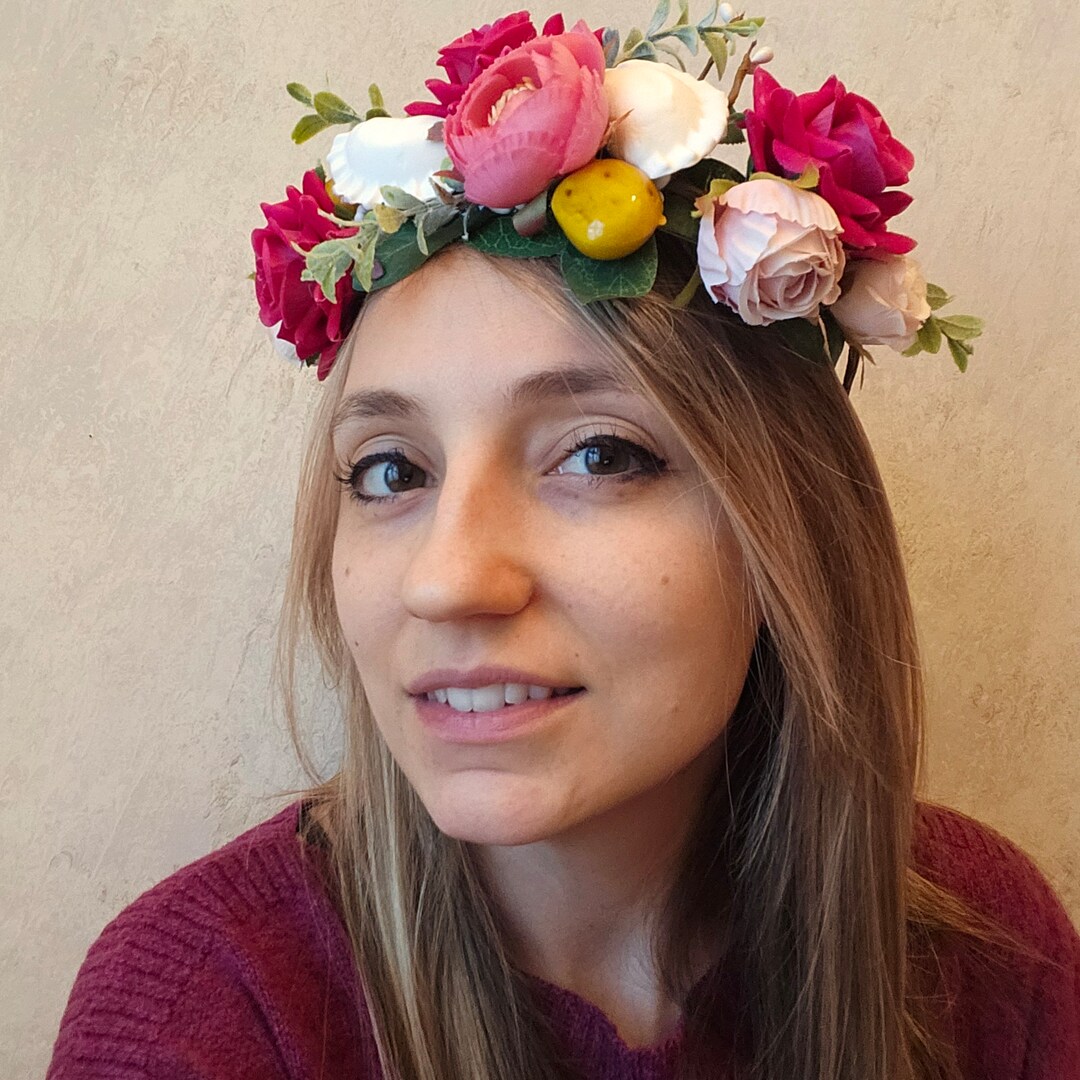 Pierogi & Potato Floral Crown With Roses and Poppies Dyngus Day Ready ...