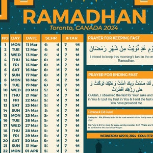 Editable & Printable Ramadhan 2026,2027,2028 Calender Toronto - Etsy