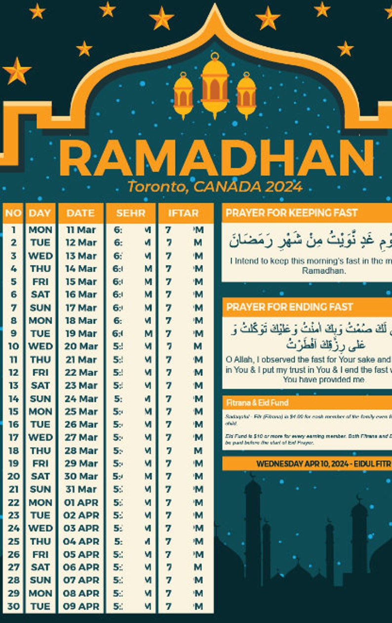 Editable & Printable Ramadhan 2026,2027,2028 Calender Toronto - Etsy
