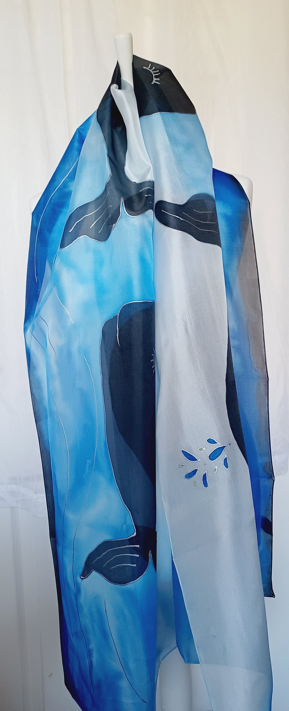 Silk Scarf, Whale, Hand Painted Scarves, Gift for Her, Scarfs for Women ...