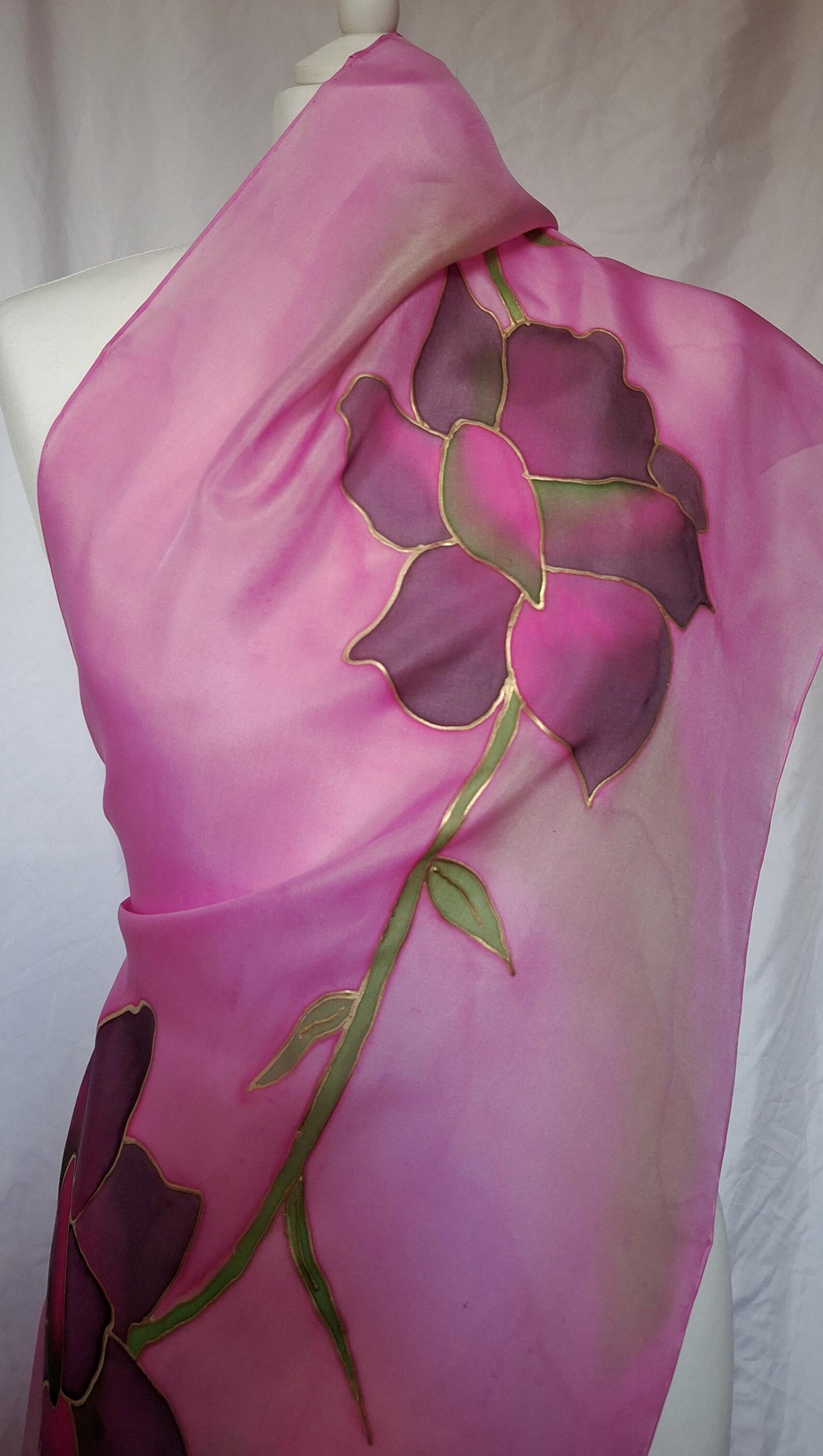 Luxury Habotai-hand Painted Silk Scarf- Unique Scarves- Birthday Gift ...