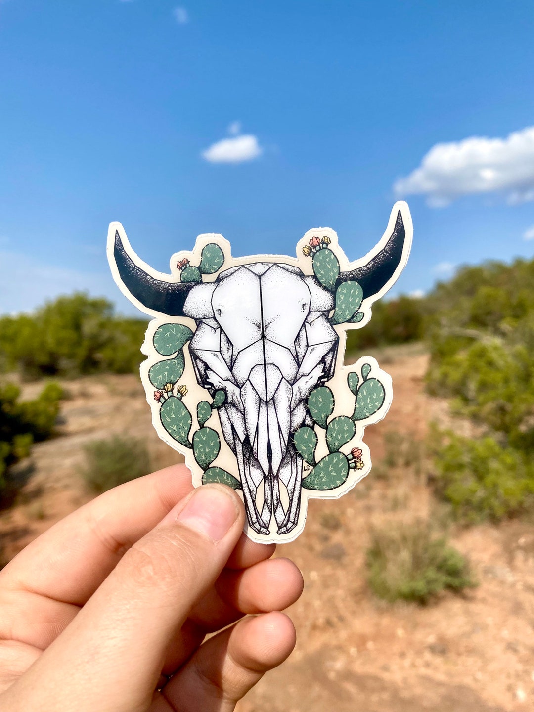 Prickly Pear Bison Skull Sticker//buffalo Sticker//skull Sticker ...