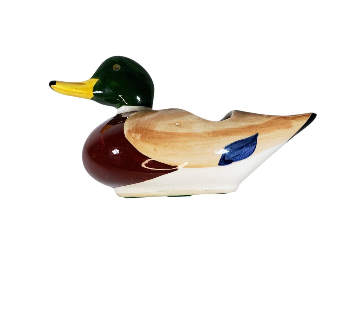 Vintage Ceramic Mallard Duck Planter Figurine Decor - Etsy