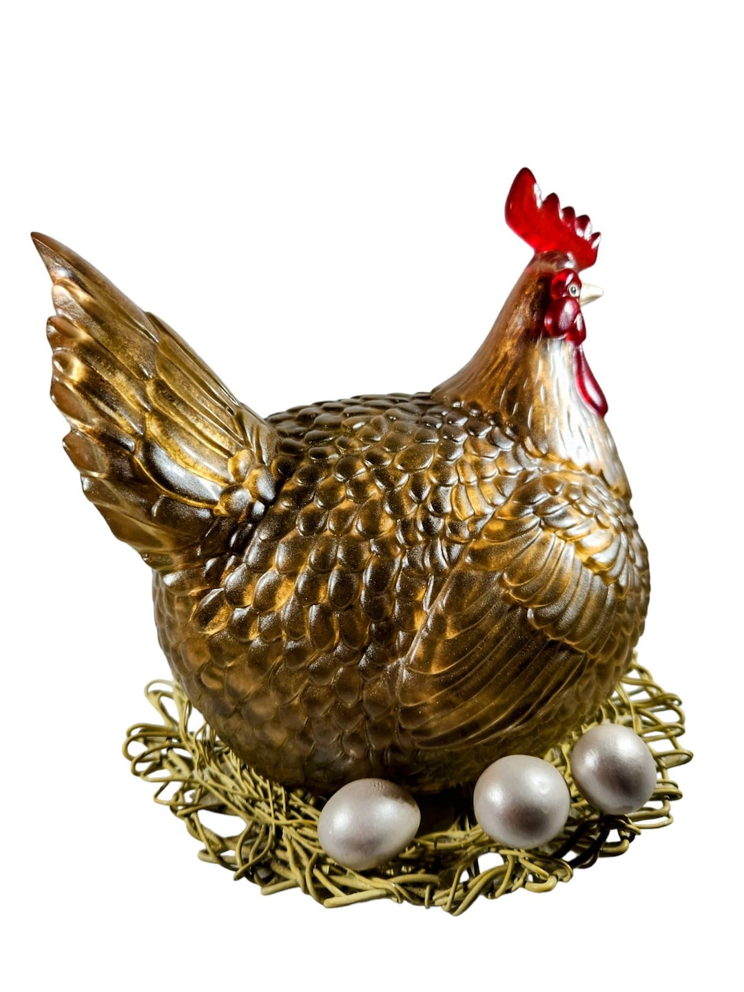 Acrylic Irredescent Chicken on Metal Nest - Etsy