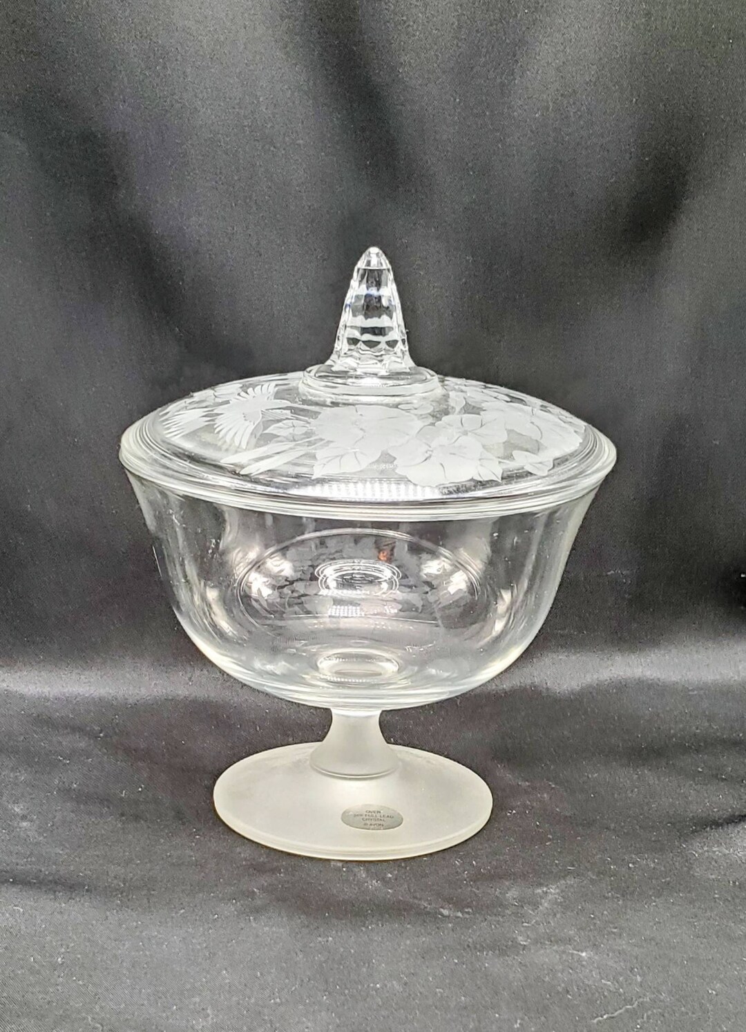 Crystal Etched and Frosted Glass Candy Dish Hummingbird - Etsy