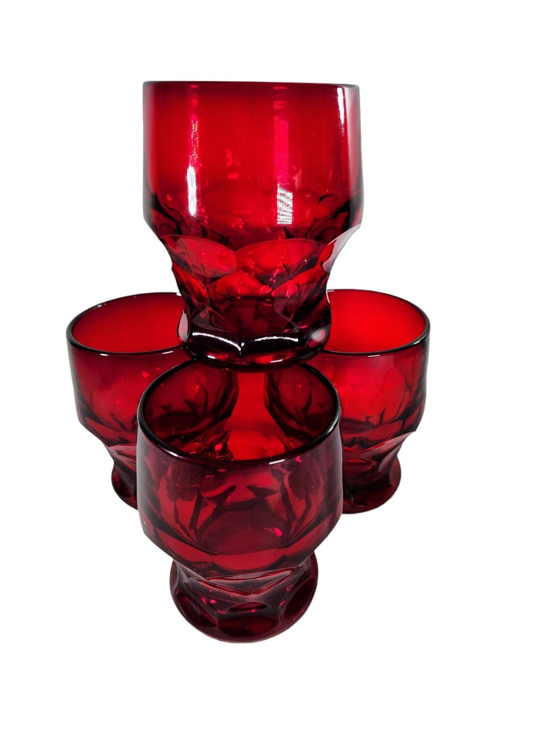 Vintage Viking Ruby Red Georgian Honeycomb Drinking Glasses Etsy