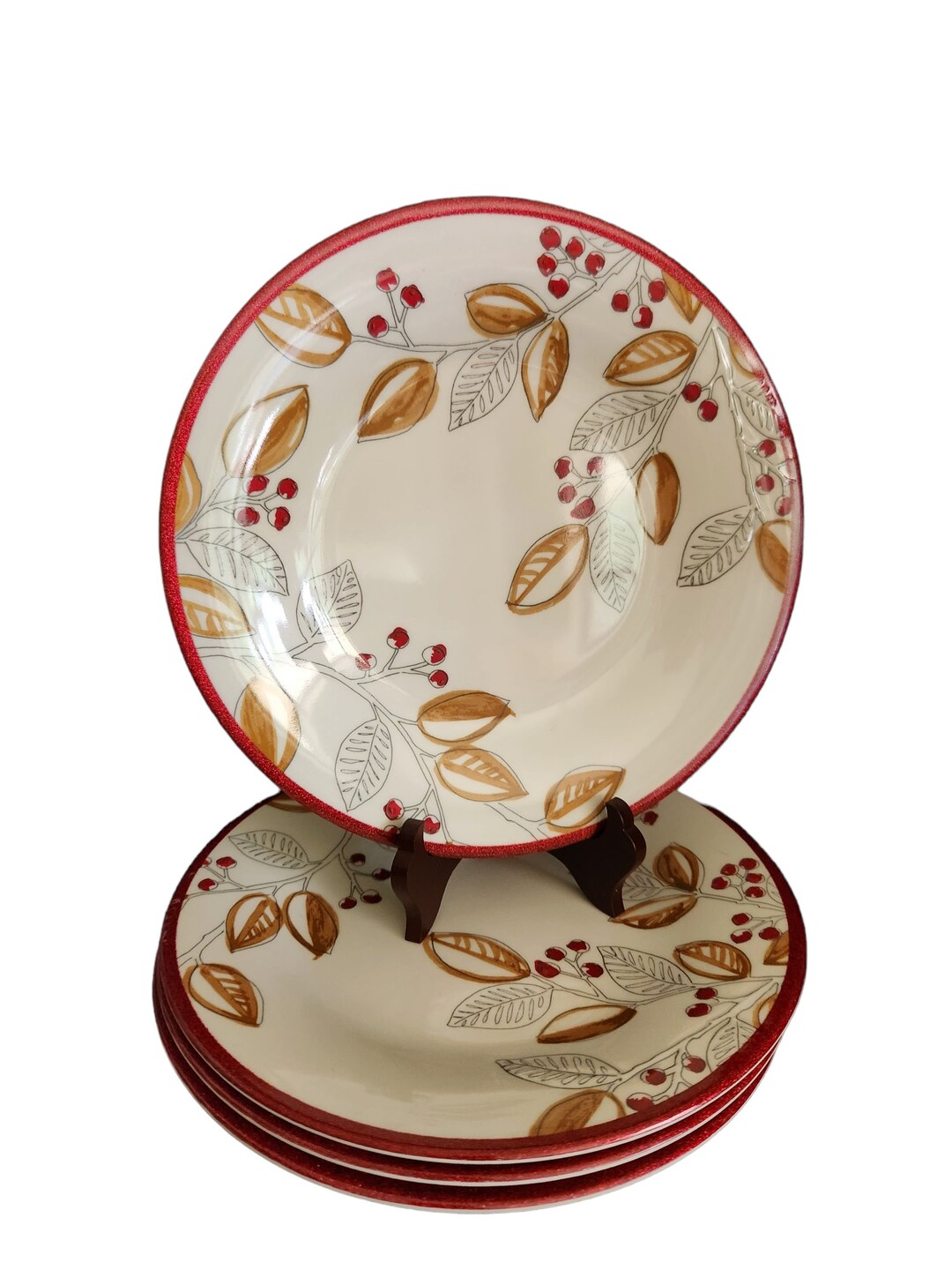 Melamine Plates Glitter Red Rim Set of 4 - Etsy