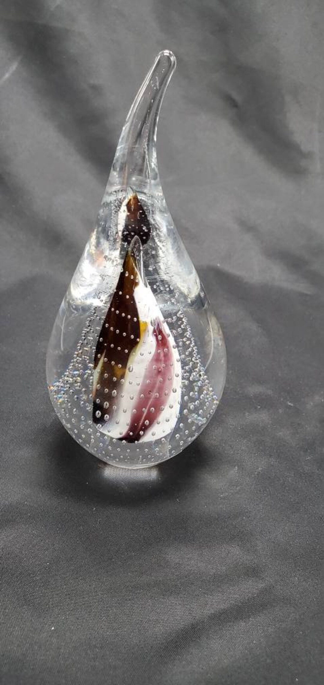 Polish Art Glass Teardrop Paperweight Decor Bullicante Controlled ...