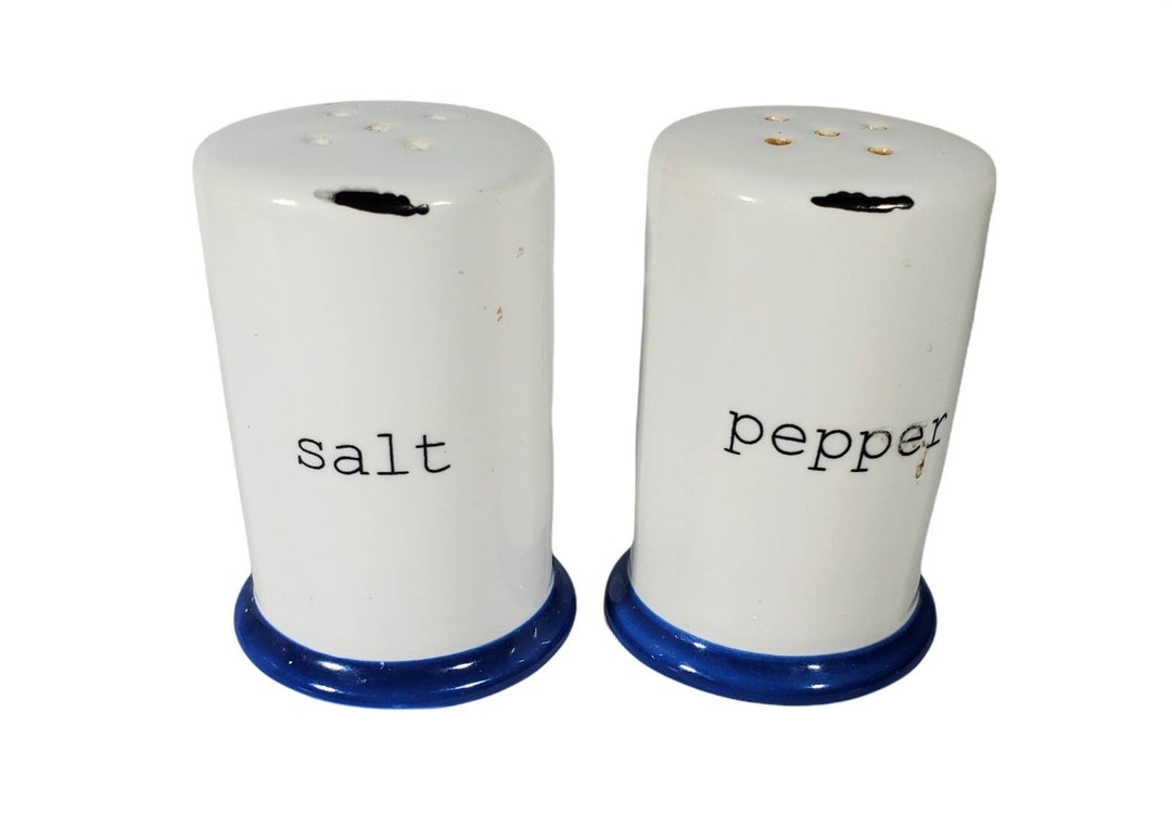 Distressed Salt and Pepper Shakers Blue and White Farmhouse Style - Etsy