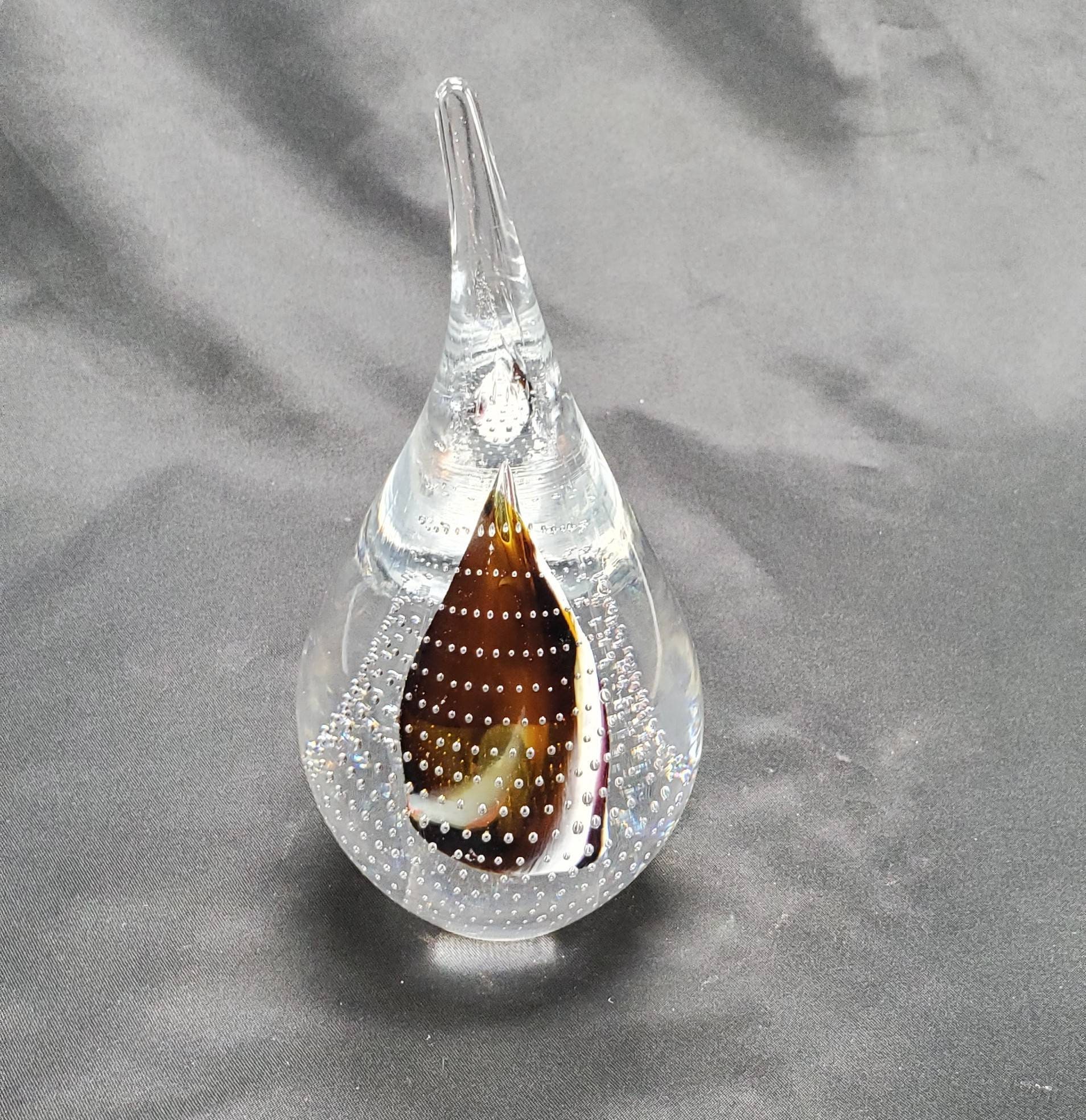 Polish Art Glass Teardrop Paperweight Decor Bullicante | Etsy