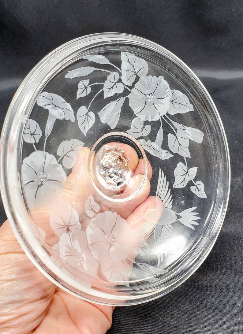Crystal Etched and Frosted Glass Candy Dish Hummingbird - Etsy
