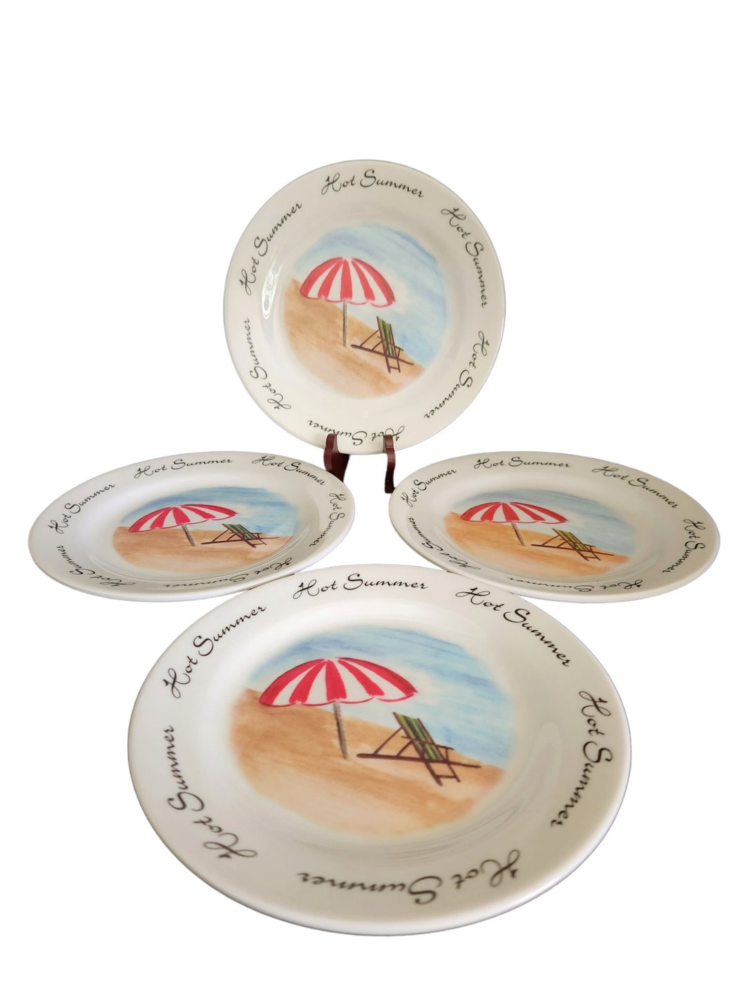 Trisa Melamine Hot Summer Beach Poolside Themed Dessert Plates Set ...