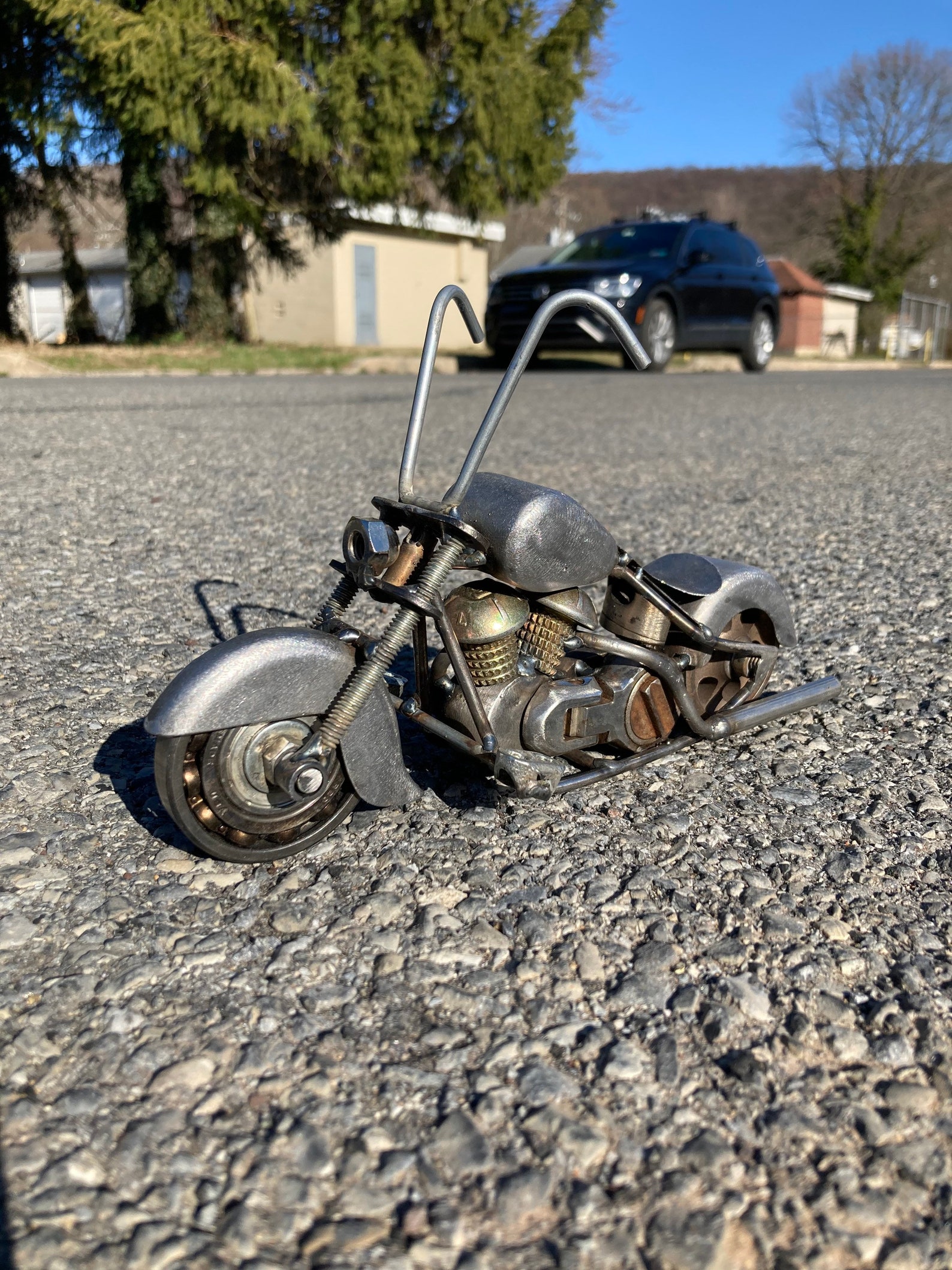 Chopper Motorcycle Scrap Art | Etsy