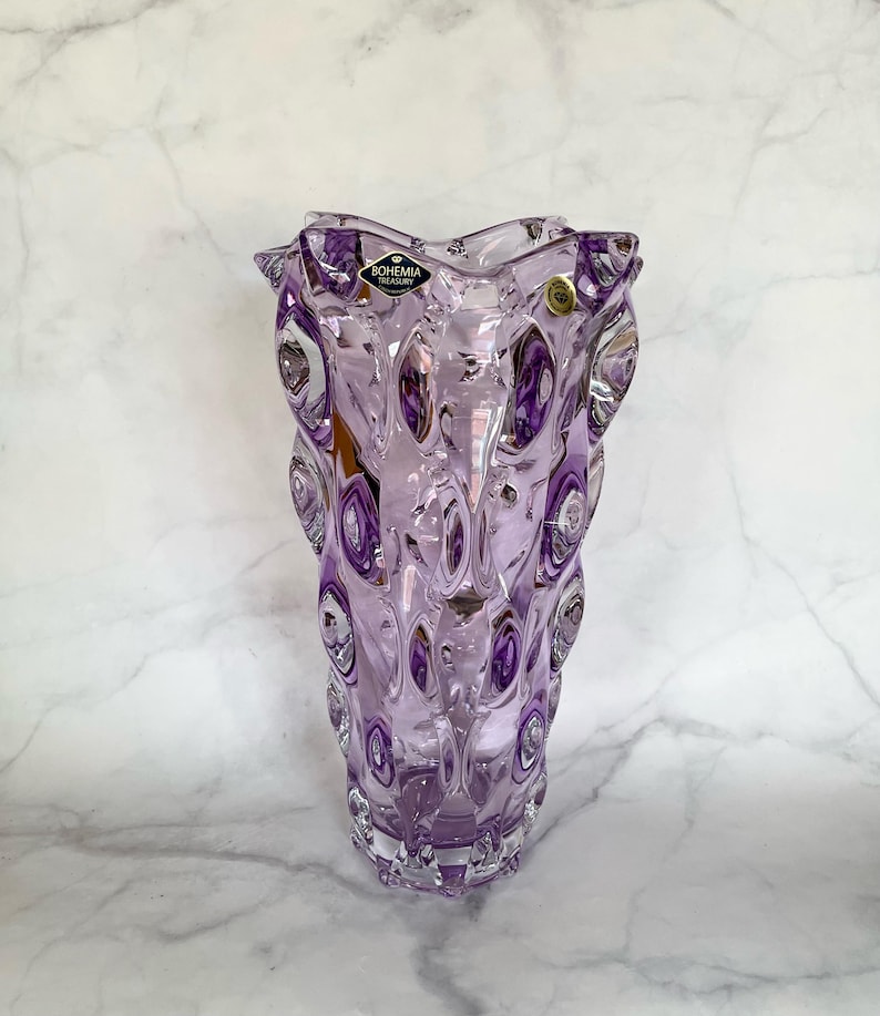Violet Crystal Vase 12" Bohemia Flower Vase, Centerpiece, Home Decor - Etsy