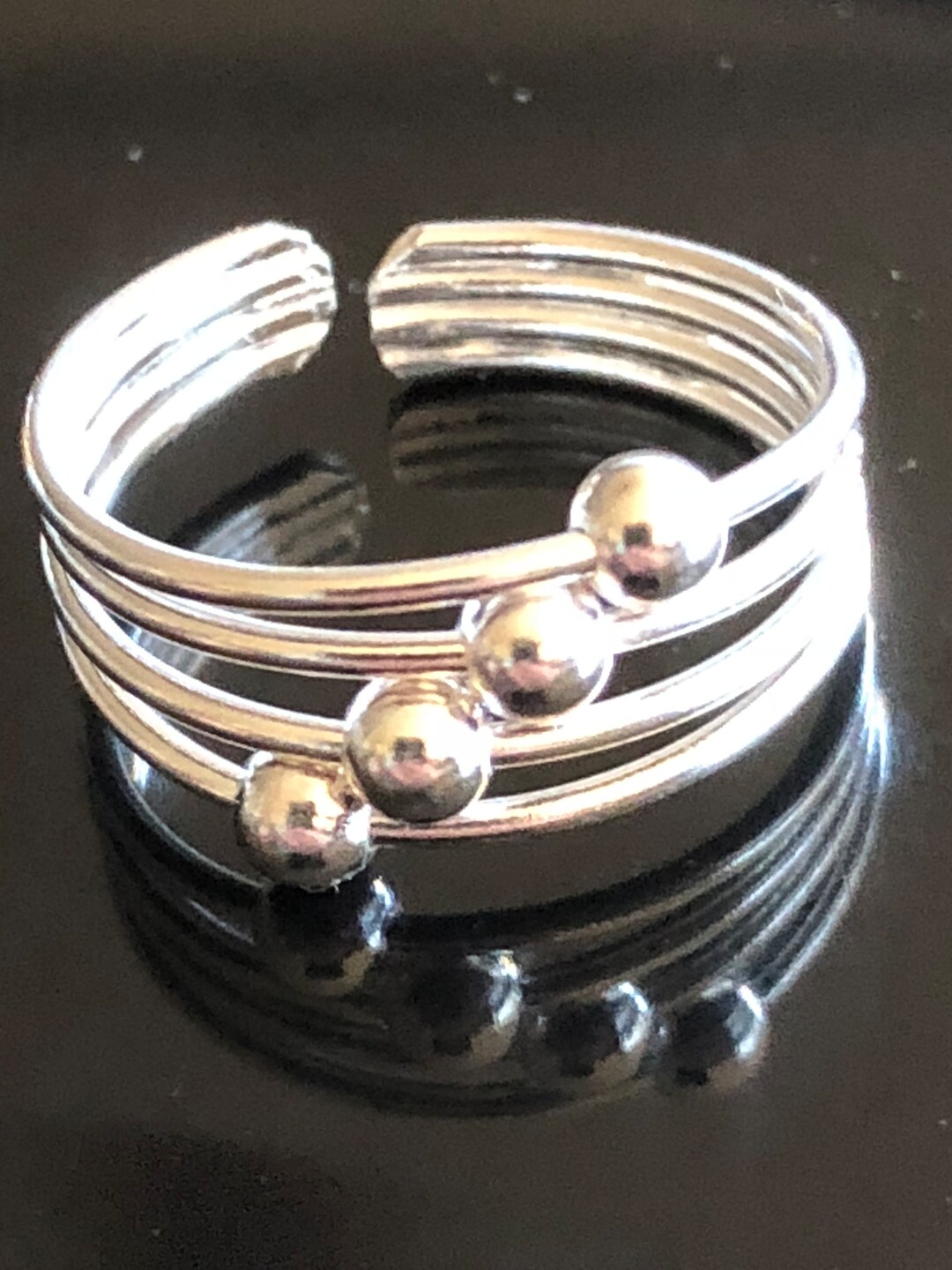 Sterling Silver .925 Toe Ring 4 Floating Beads Adjustable - Etsy
