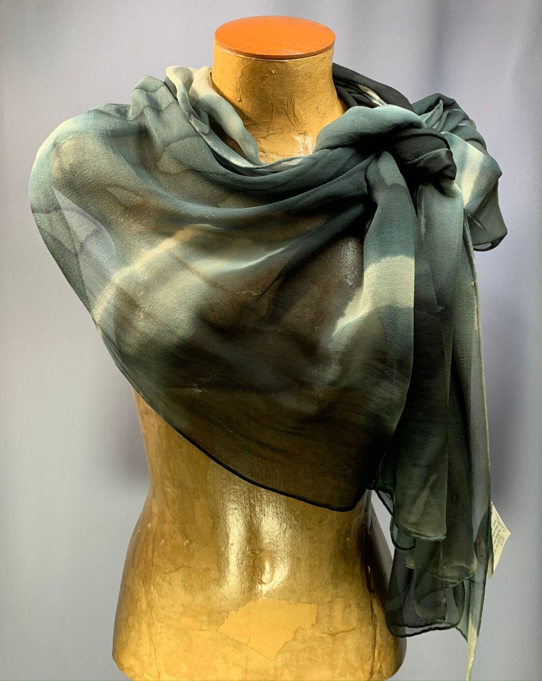 Gray Black White Chiffon Sheer Scarf, Headwrap, Shoulder Wrap, Toga ...