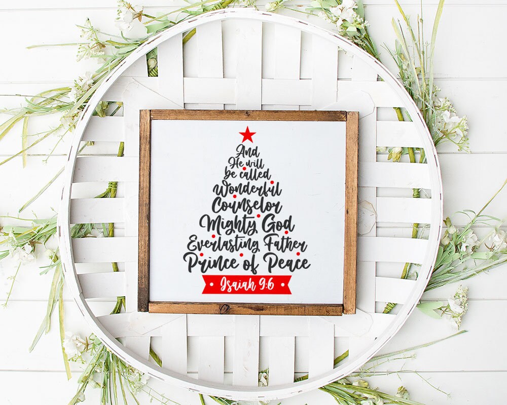 Names of Jesus Christmas Tree PNG, Isaiah 9:6 Sublimation, Holiday ...
