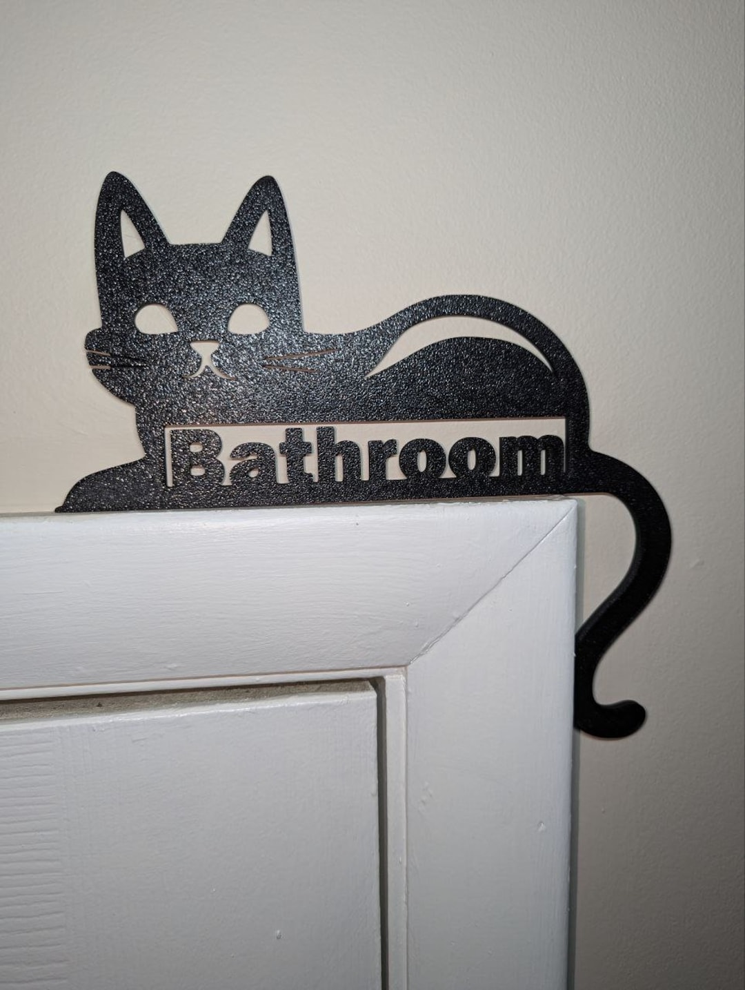 Halloween Cat Bathroom Door Sign Cat Topper Plaque for Bath Room ...