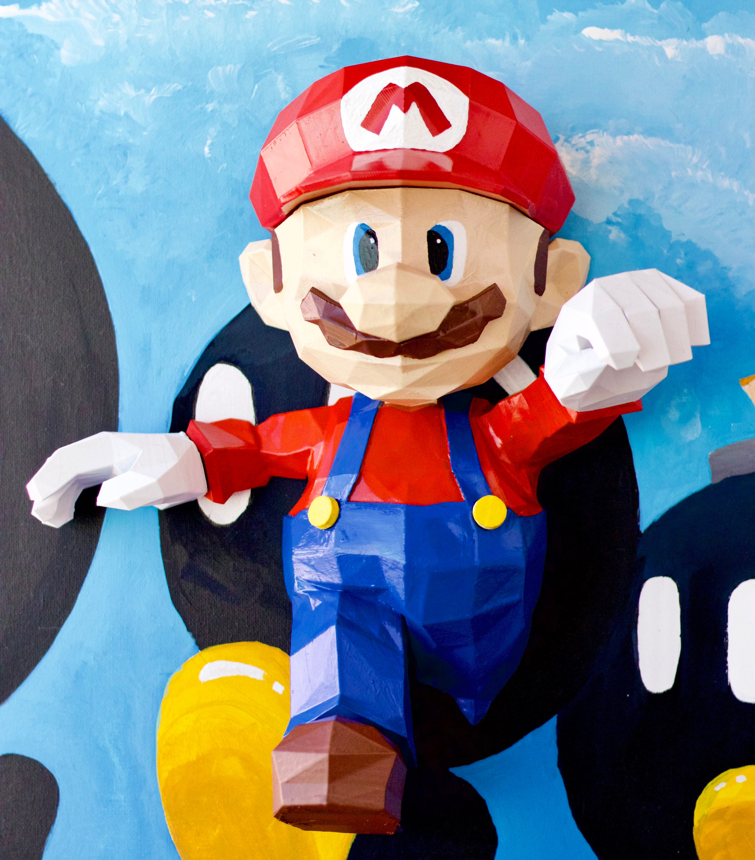 3d printed and hand painted with acrylics Mario 64 17 x 17 in | Etsy