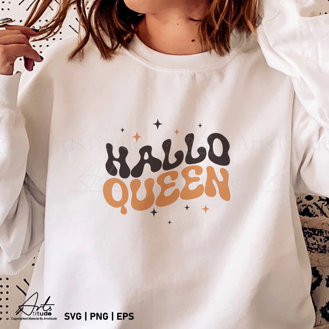 Funny Halloween SVG, Halloqueen SVG, Retro Halloween T-shirt Design ...