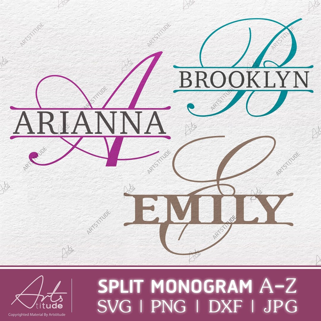 Split Monogram Alphabet SVG, DXF, PNG, Split Monogram Frame Alphabet ...