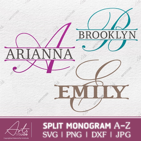 Split Monogram Alphabet SVG DXF PNG Split Monogram Frame | Etsy