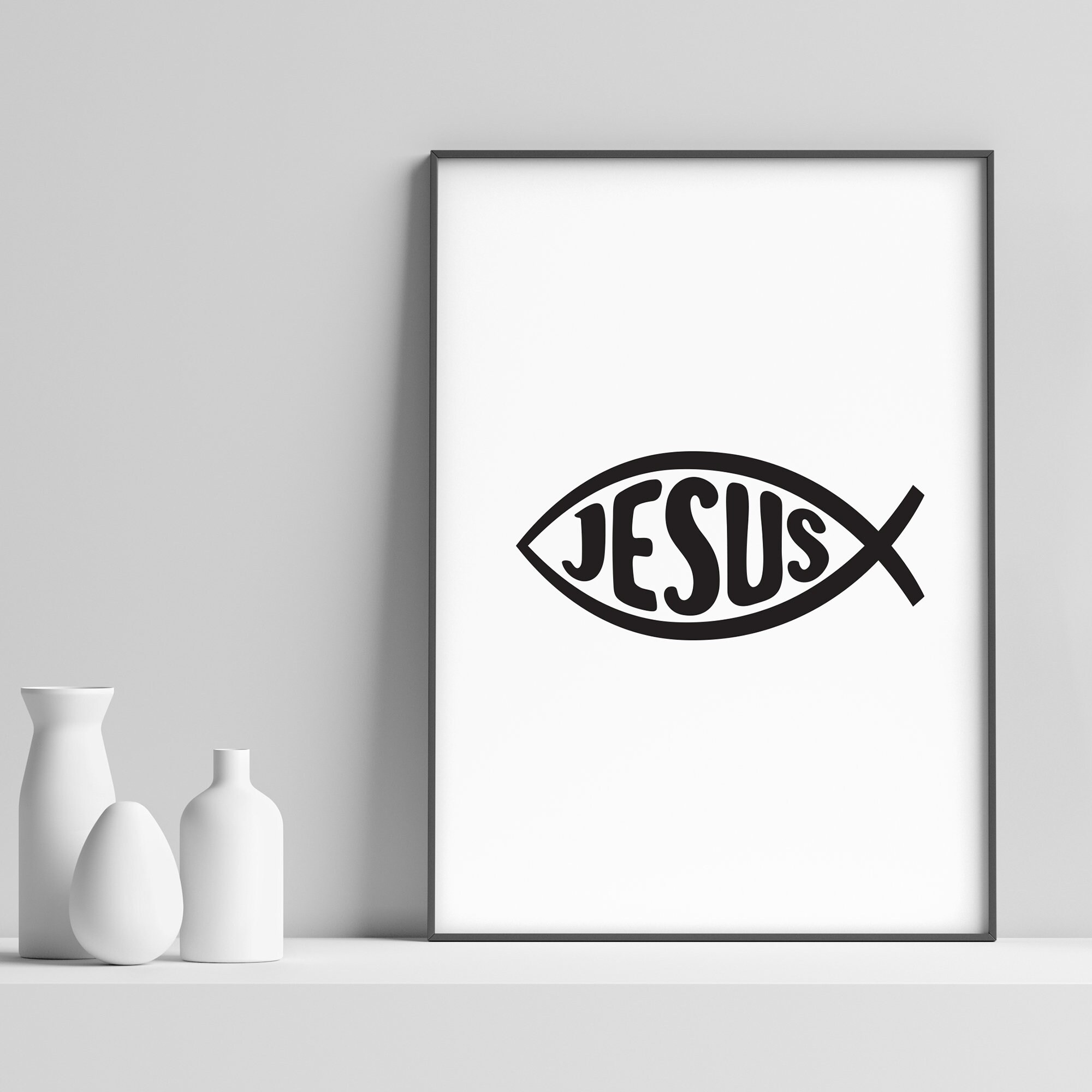 JESUS Fish Symbol Svg Png, Christian Svg, Faith Svg, Scripture, Bible ...