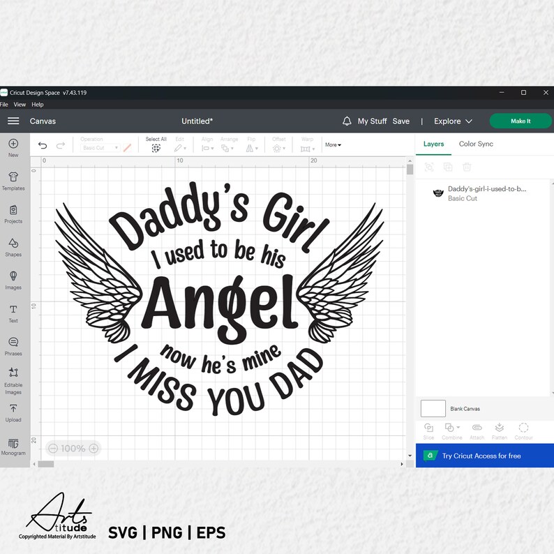 Daddy Angel SVG, I Used to Be His Angel Now He's Mine, Father's Day SVG ...