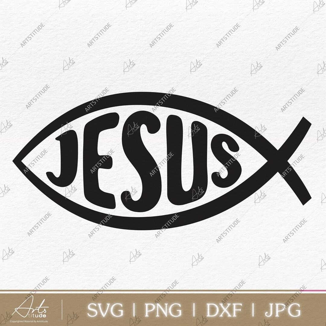 JESUS Fish Symbol Svg Png, Christian Svg, Faith Svg, Scripture, Bible ...