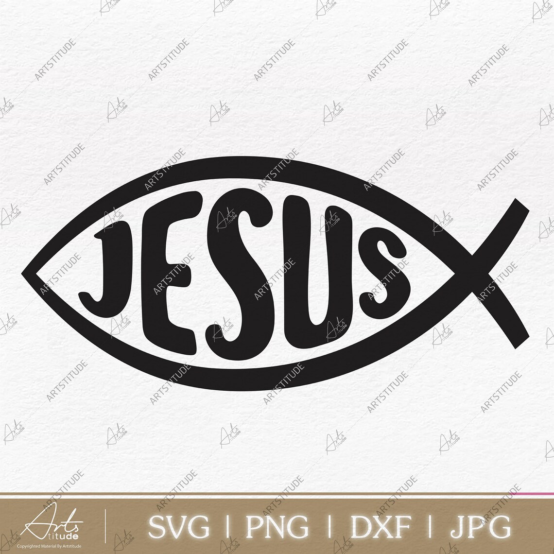JESUS Fish Symbol Svg Png, Christian Svg, Faith Svg, Scripture, Bible ...
