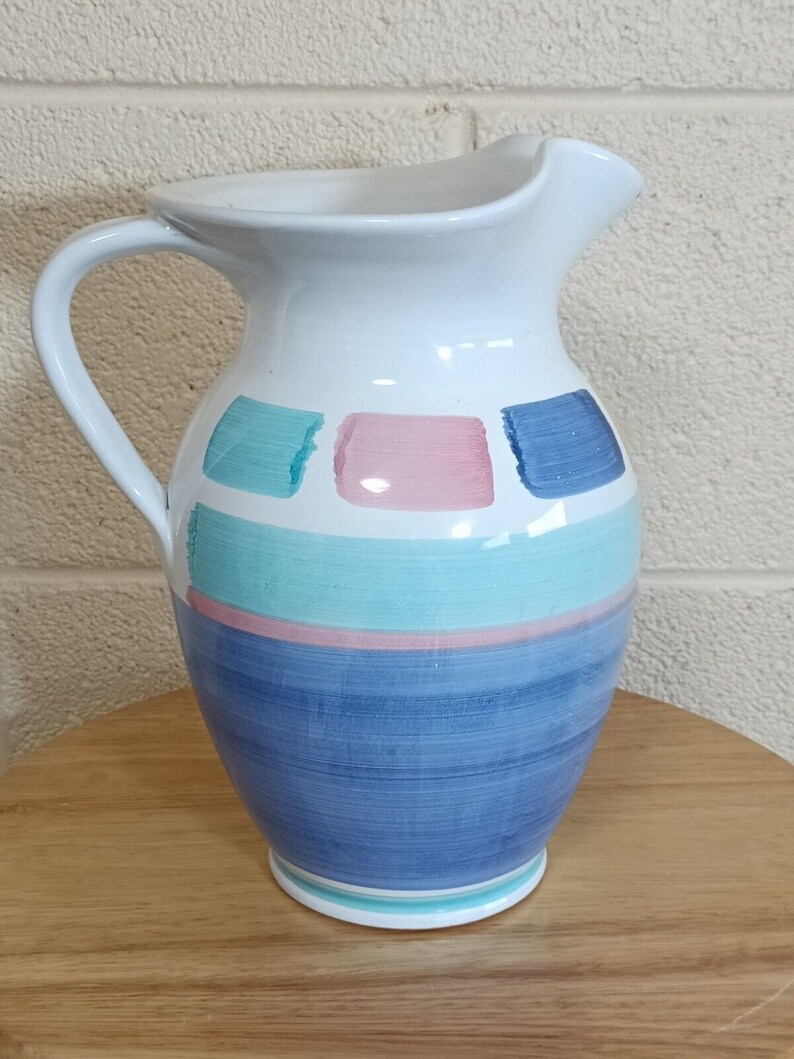 New Caleca Vintage Italian Pottery 'color Blocks' 64oz Hand Painted ...