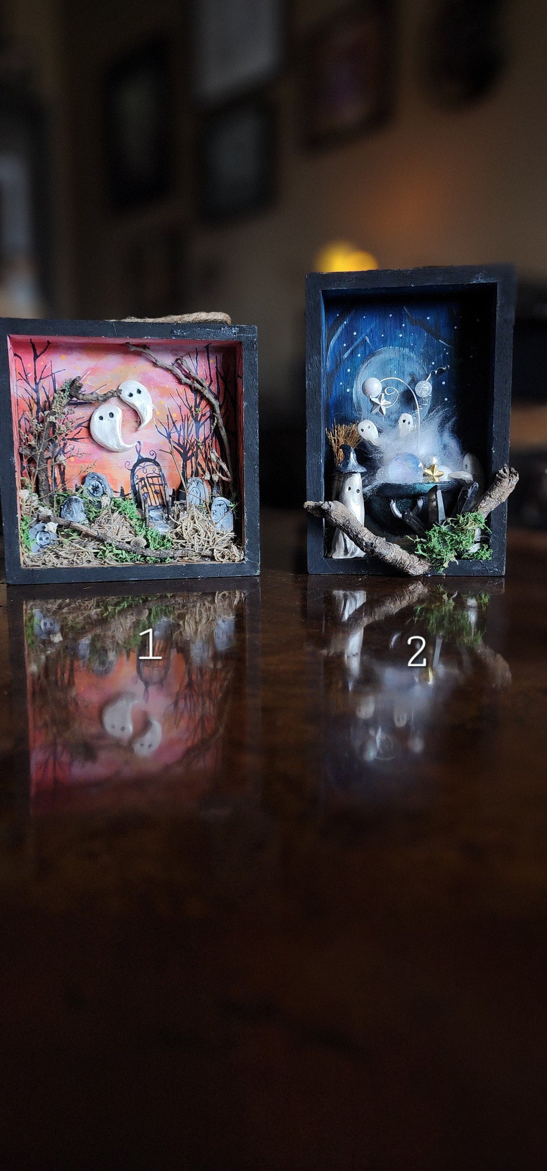 Spooky Shadow Box, Miniature Ghost Shadow Box, Ghost Diorama, Ghost ...