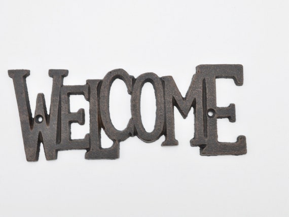 Custom welcome Cast Iron Wooden Sign | Etsy