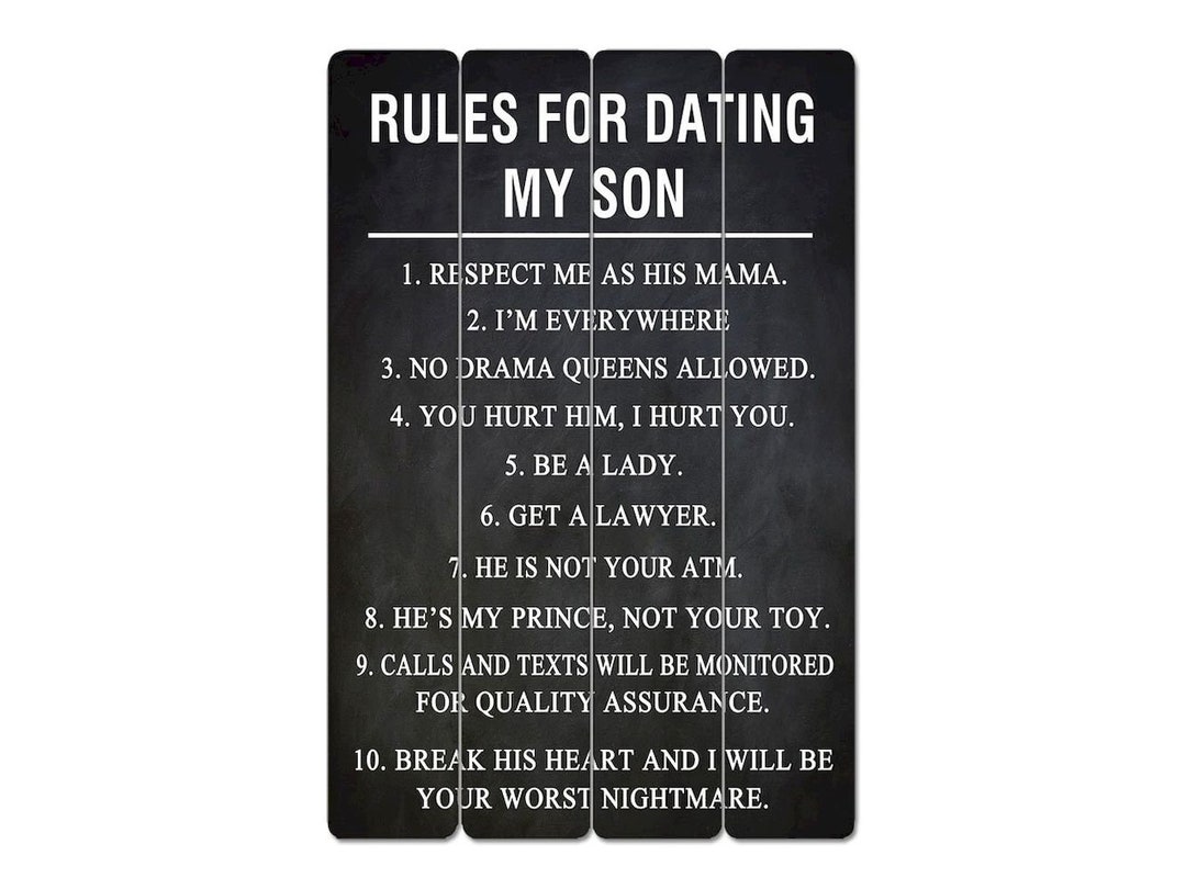 Custom dating My Son Rules Wooden Sign - Etsy