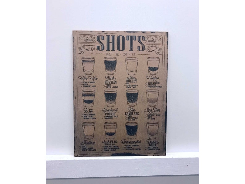 Custom shots Menu Wooden Sign - Etsy
