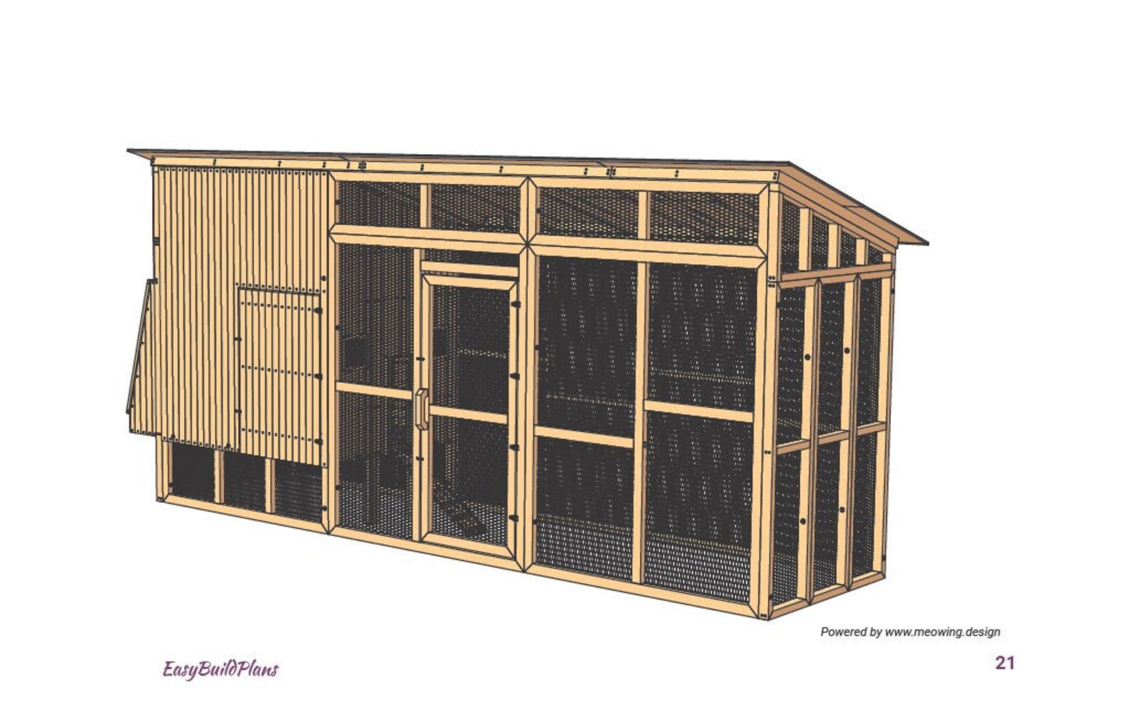 Chicken Coop Plans 21x9 DIY Walk in Chicken Run for 12 Chickens, Step ...