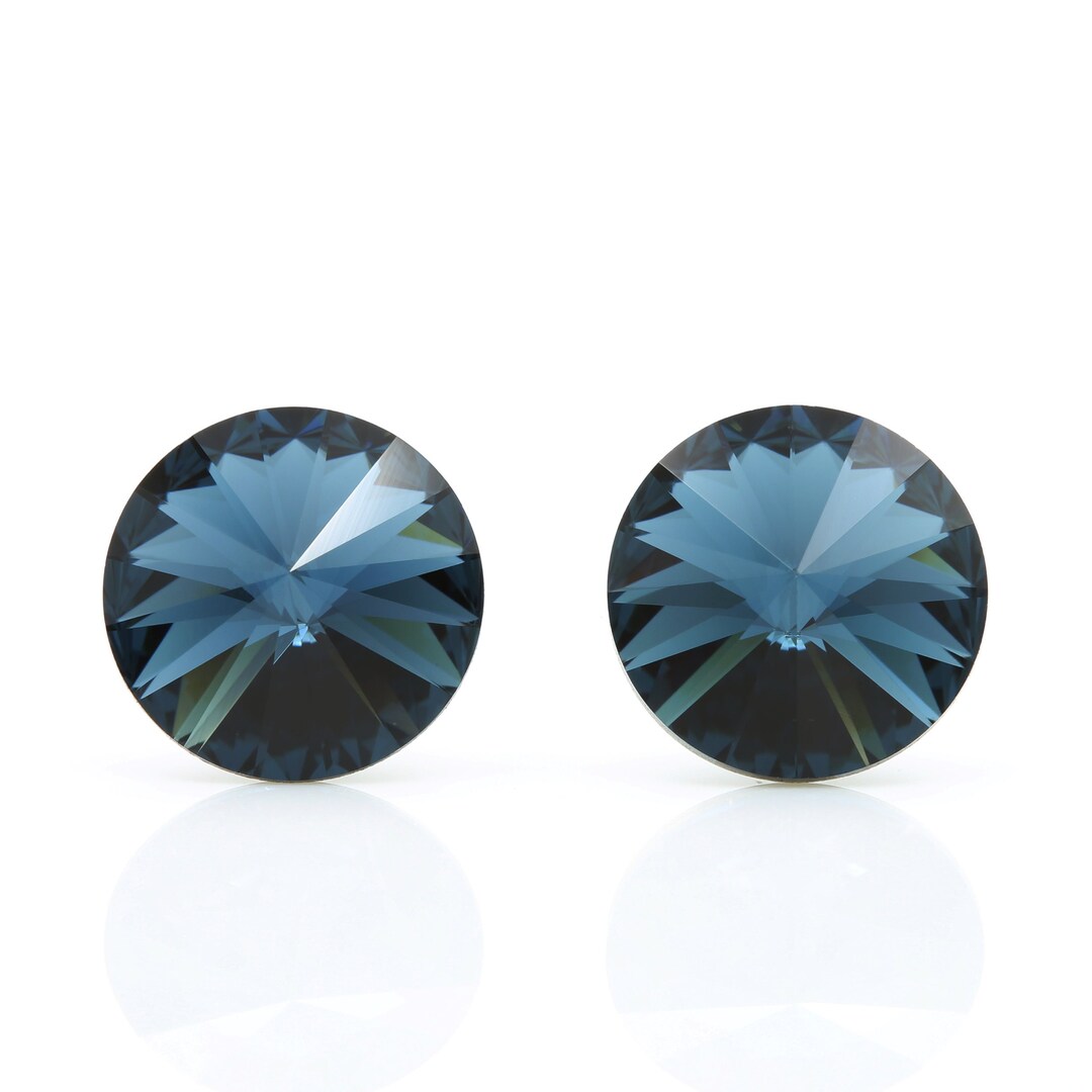 Dark Blue Swarovski Crystal Studs 10mm Blue Crystal Studs Cheer Studs Drill Team Earrings Dance ...