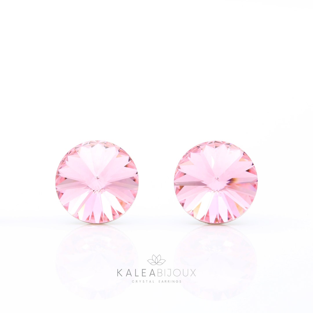 8mm Pink Swarovski Earrings Pink Crystal Studs October Birthstone ...