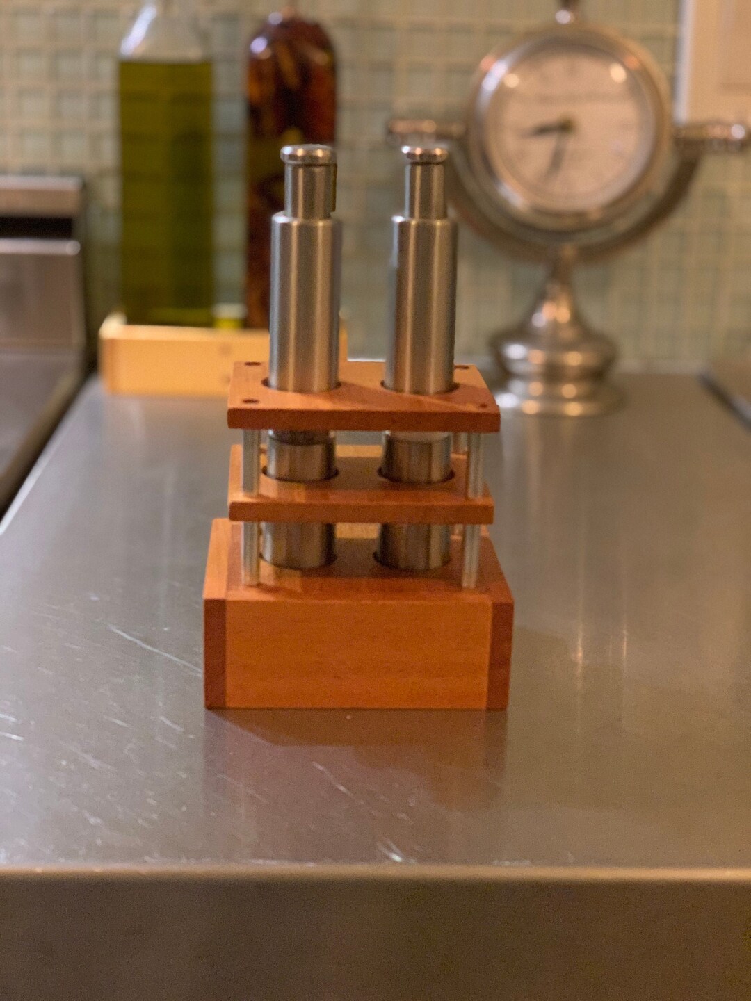 Mahogany and Stainless Steel Salt & Paper Shakers - Etsy