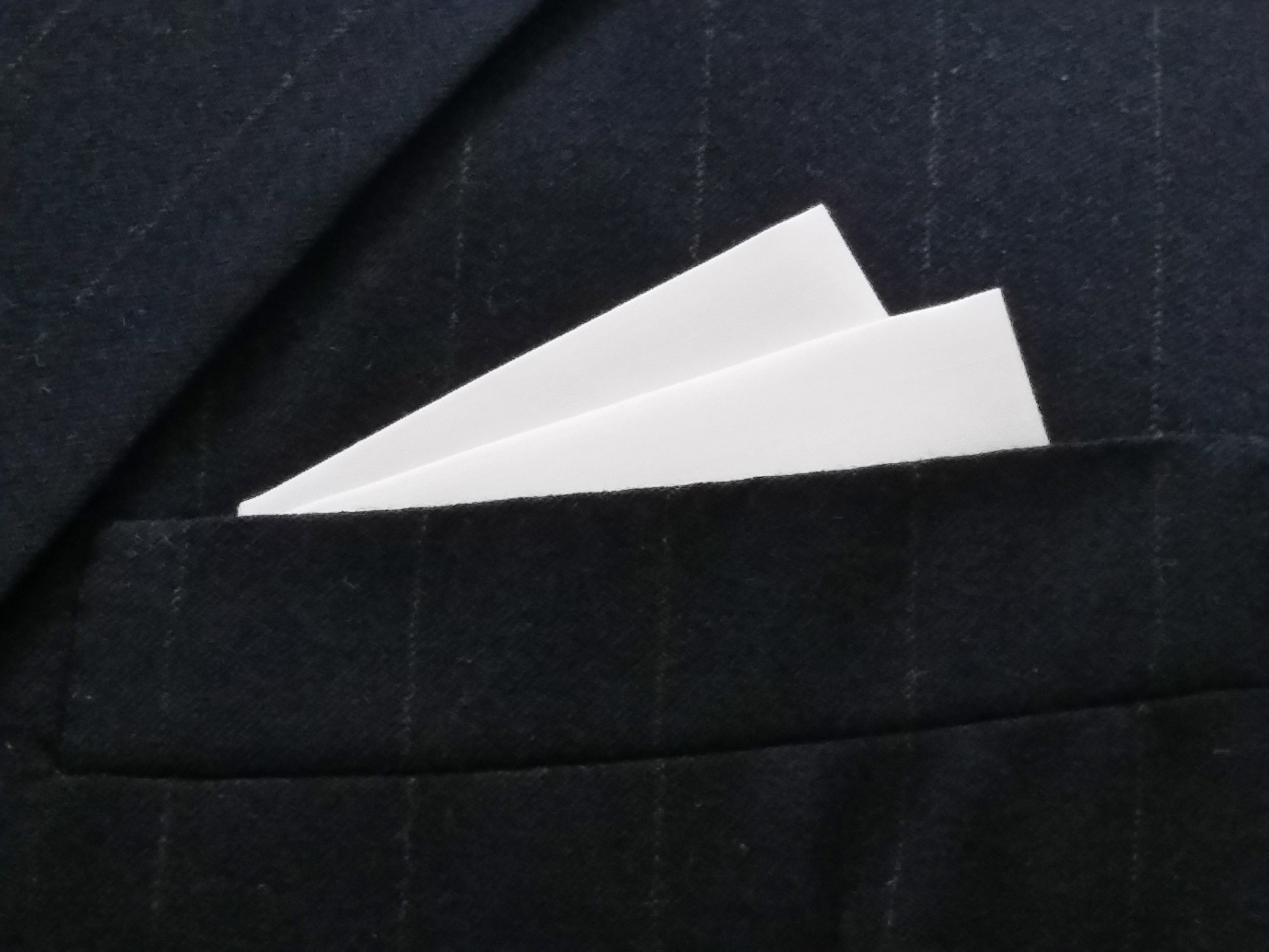 Pre-folded POCKET SQUARE White 2 Point Wing Style - Just Slip in Pocket ...