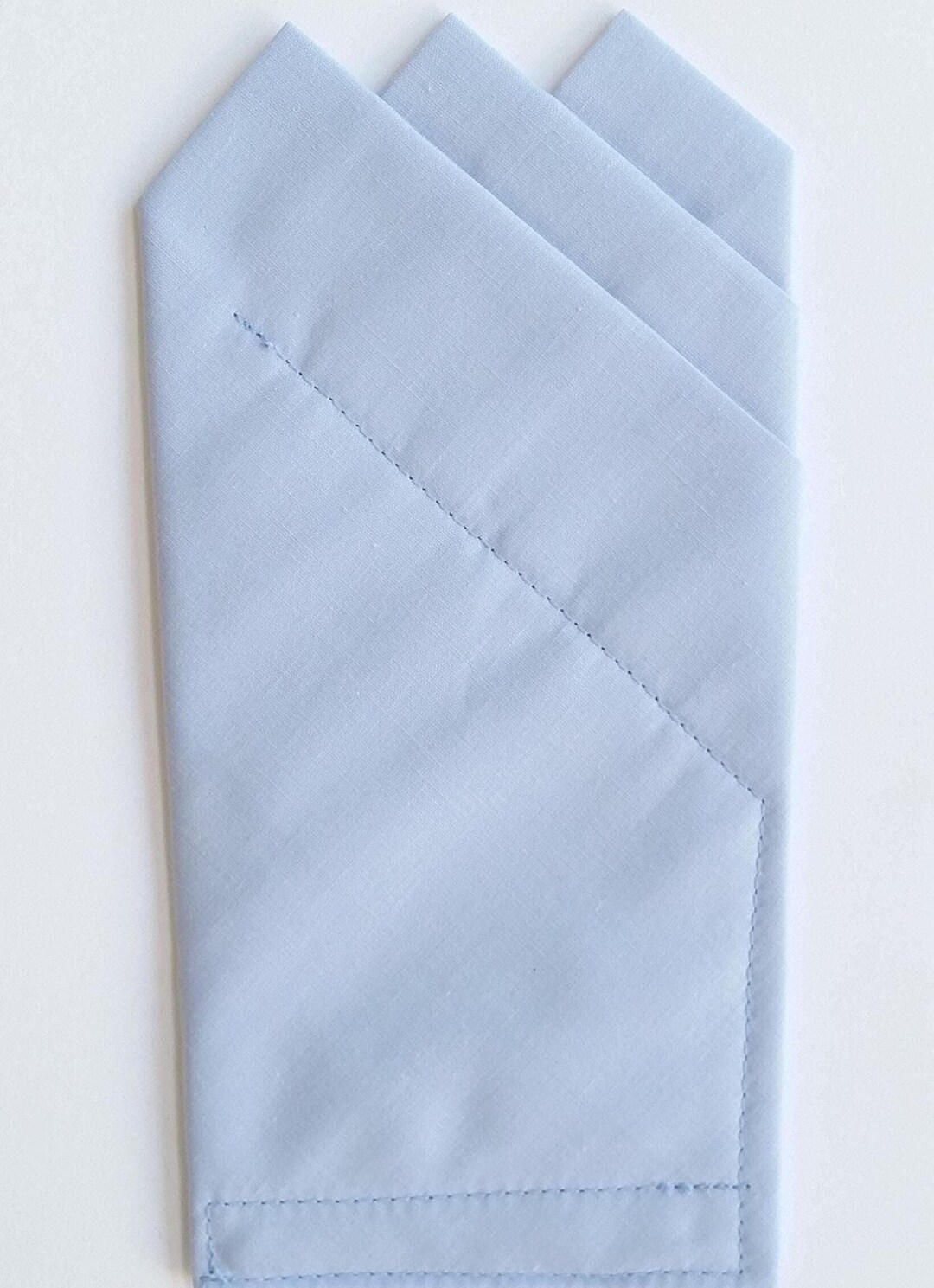POCKET SQUARE Light Blue 3 Point -custom Pre-folded & Sewn - Just Slips ...