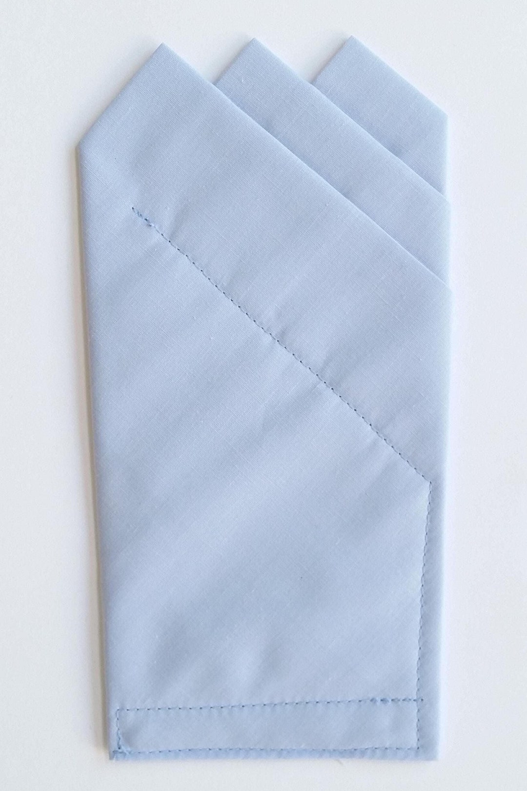 POCKET SQUARE Light Blue 3 Point custom Pre-folded & Sewn Just Slips in ...