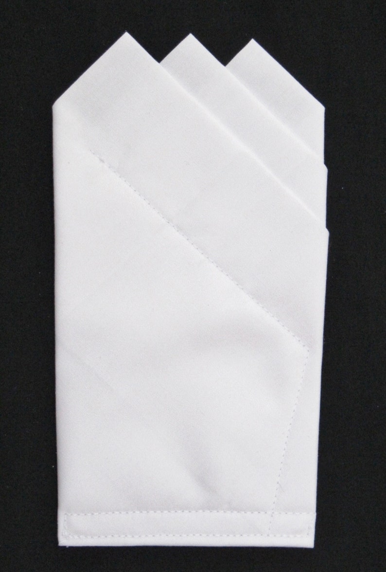 POCKET SQUARE White 3 Point -custom Pre-folded & Sewn - Just Slips in ...