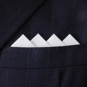 POCKET SQUARE - White 4 Point- Custom Folded & Sewn - Just Slip in Suit ...