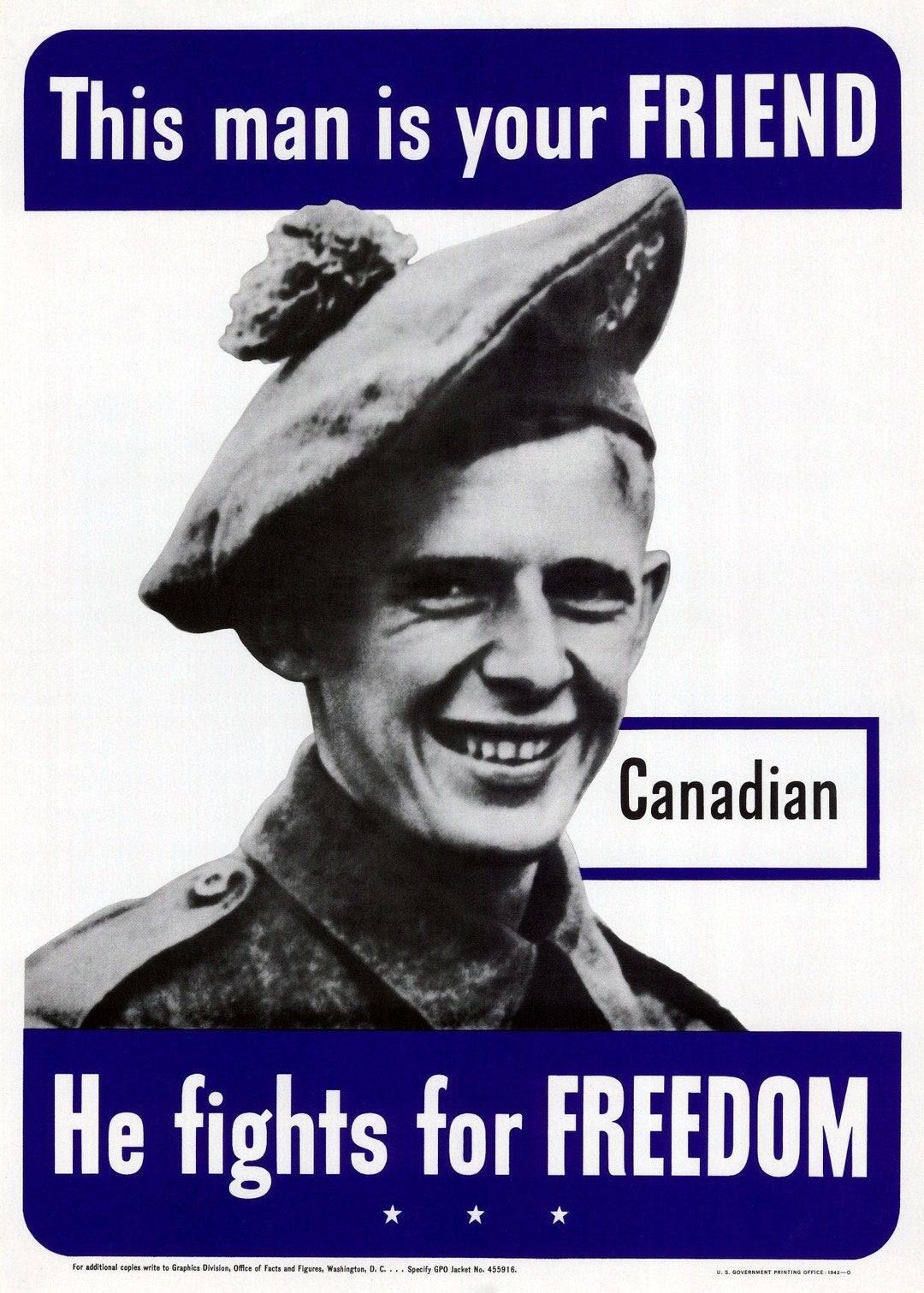 1942 WWII Propaganda Poster | This Man is Your Friend - He Fights for ...