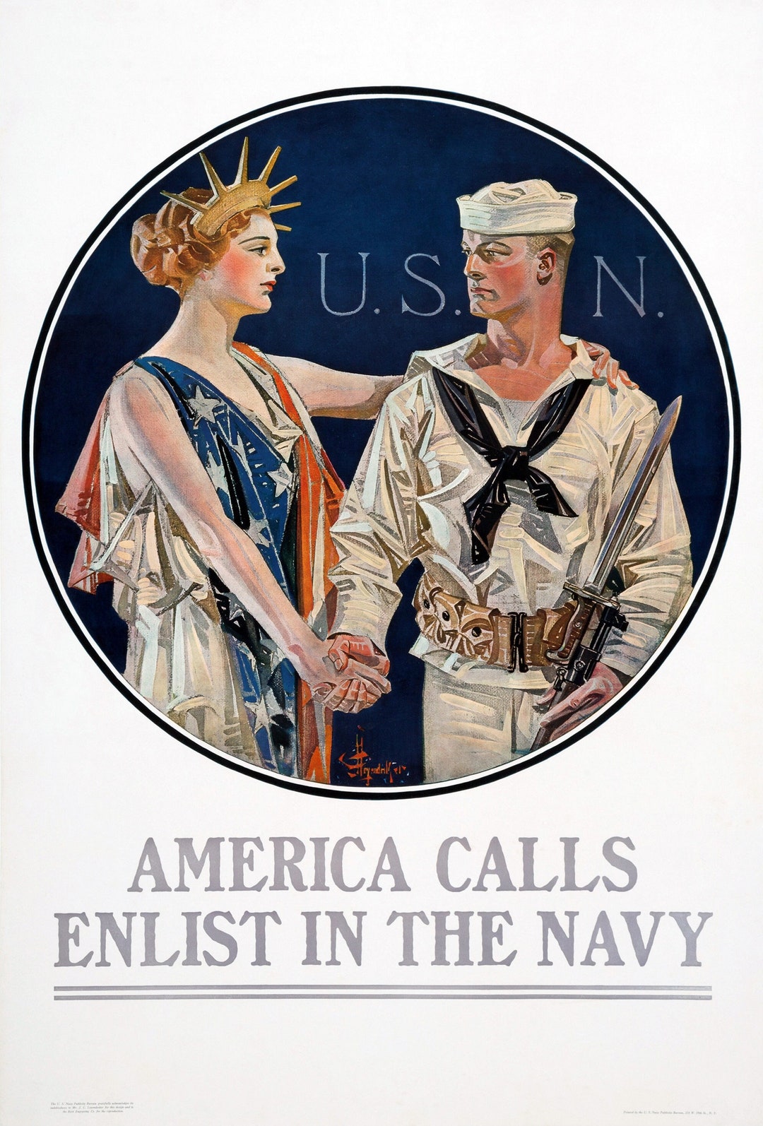 1917 WWI Propaganda Poster | America Calls — Enlist in the Navy ...