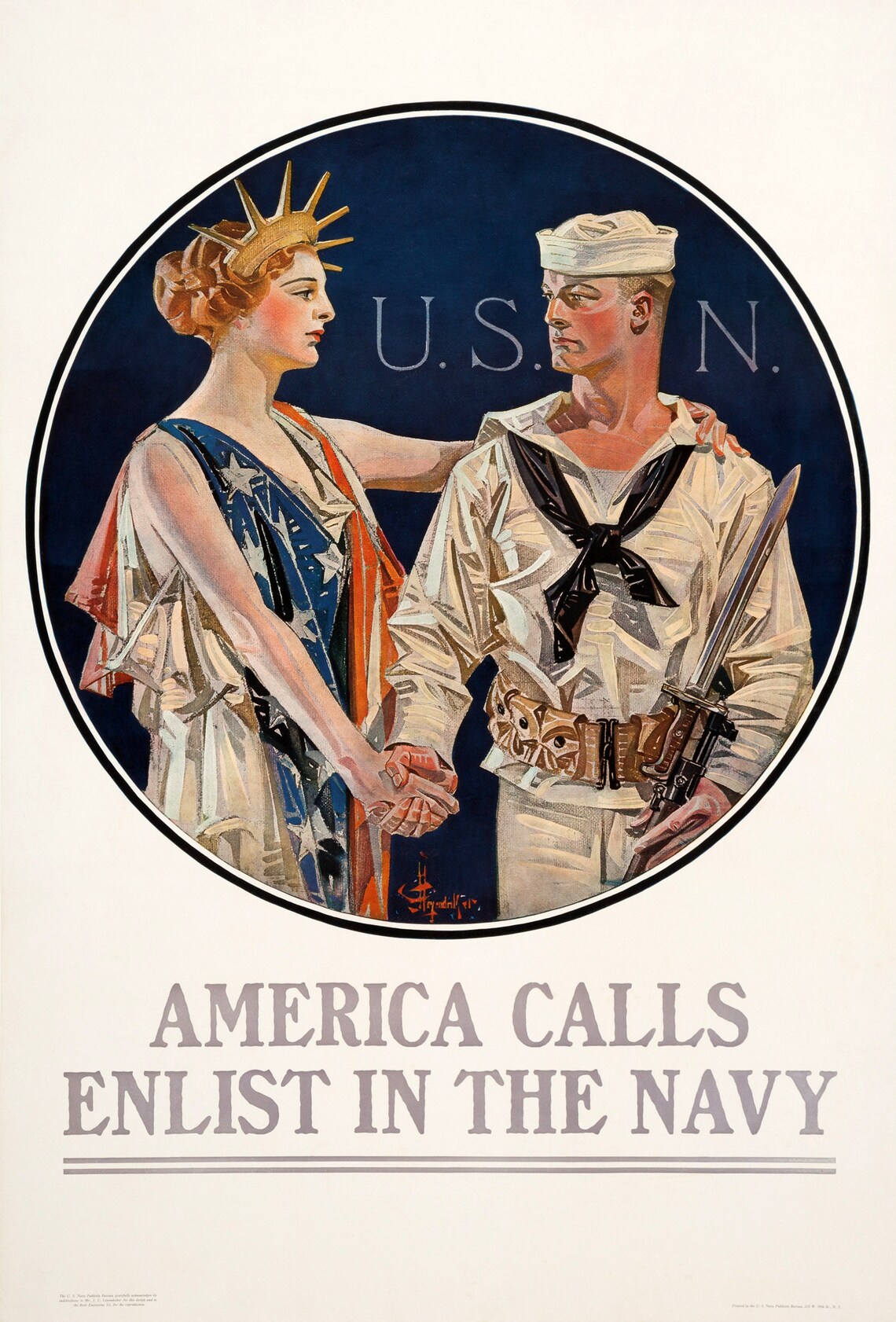 1917 WWI Propaganda Poster | America Calls — Enlist in the Navy ...
