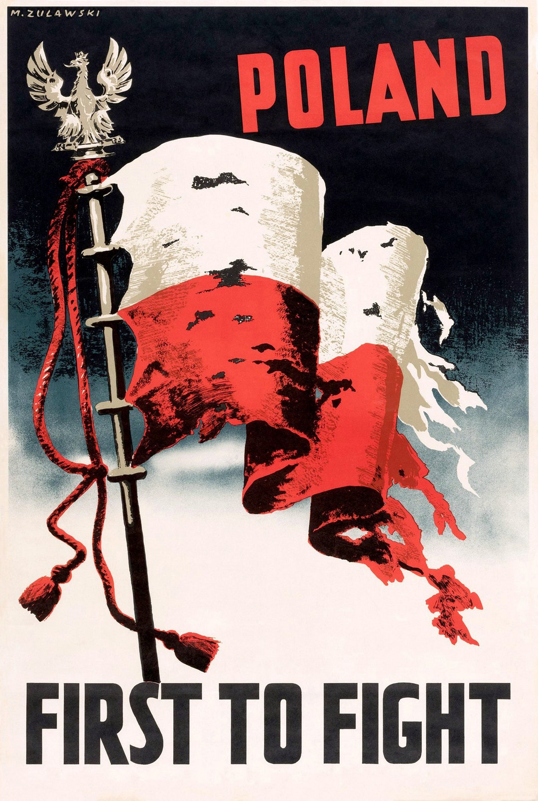 1939 WWII Polish Propaganda Poster Poland First to Fight - Etsy