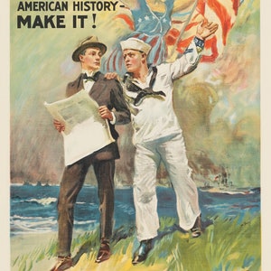 1917 WWI Propaganda Poster | the Navy Needs You | Artist Signed James ...