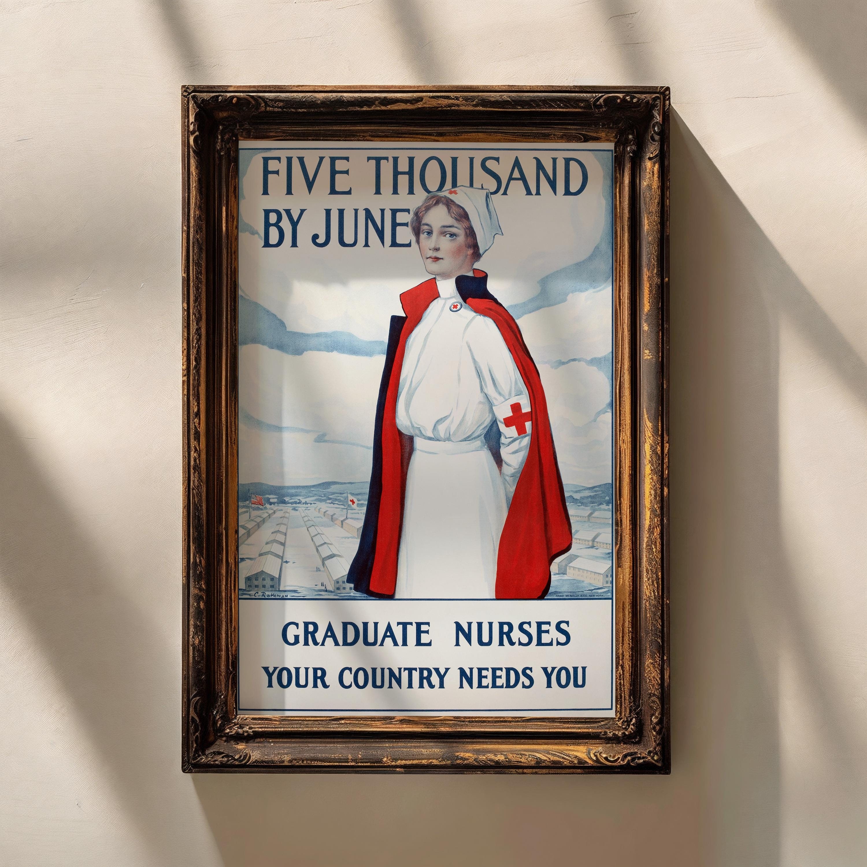1917 WWI Red Cross Poster | Five Thousand by June — Graduate Nurses ...
